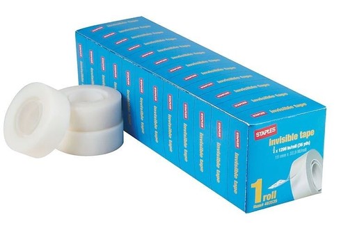 Staples Invisible Tape 3/4" x 1296" 12-Pack (52477-P12) 52380P12 NEW ...
