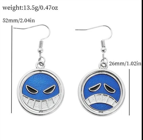 One Piece Ace Smiley Face Totenkopf Ohrringe EARRINGS Anime Manga ...