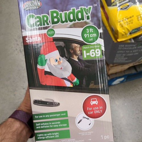 Santa Claus Car Buddy 3' Christmas Airblown Inflatable Light Up Gemmy ...