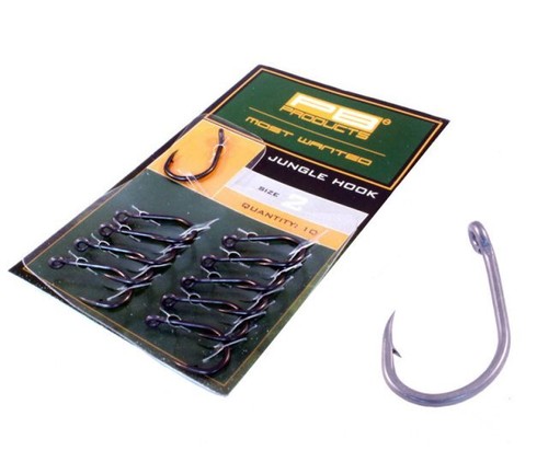 PB Products Jungle Fishing Barbed Carp Hooks Sizes 1,2,4,6,8,10. 10 ...