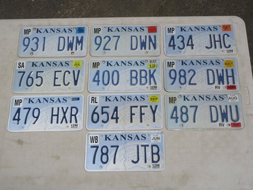 Bulk Lot of 10 Kansas Seal License Plate Plates Embossed KS - Lot 487 ...