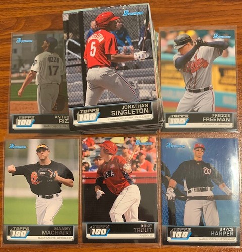 2011 Topps Bowman Topps 100 Card Set-Freeman,Harper,Rizzo,Trout Free ...