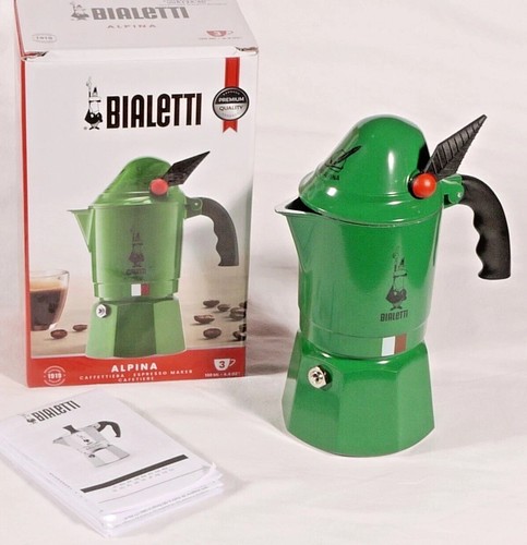 Bialetti Moka Express Alpina Espresso Maker Moka Pot 3 Cup Green (BOX ...