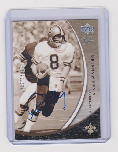 ARCHIE MANNING NEW ORLEANS SAINTS AUTOGRAPHED CARD DINGED BOTTOM ...