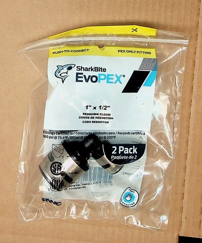 SharkBite EvoPEX 1 x 1/2 " Reducing Elbow Part # K277WP2 - 2-Pack | eBay