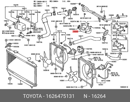 Genuine OE coolant hose, 1626475131 for TOYOTA 16264-75131 | eBay