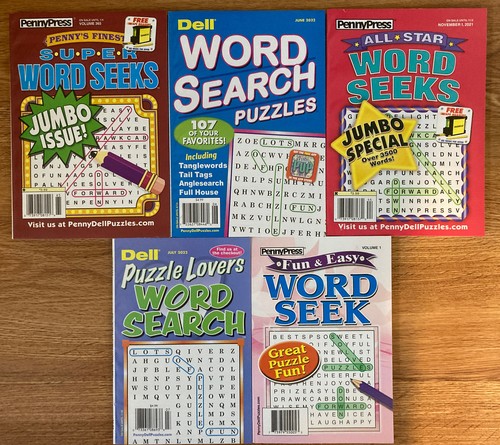 Lot of 5 Dell Penny Press Word Seek Puzzle Books Favorite All Star ...