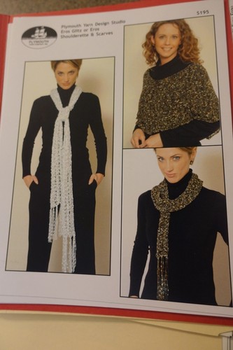 Plymouth Knitting Pattern S195 Eros & Eros Glitz Shoulderette & Scarves ...
