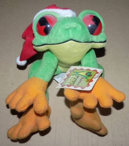 RAINFOREST CAFE TREE FROG CHA-CHA WEARING SANTA HAT PLUSH DOLL WITH ...