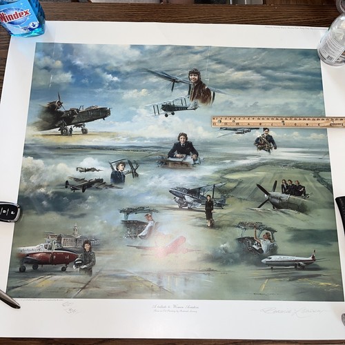 Signed Roderick Lovesey Print: A Tribute to Women Aviators Feat Amelia ...