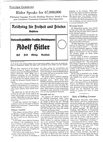 Rare Orig. 1936 ADOLF HITLER Photo & Print Article "Reichstag Elections ...