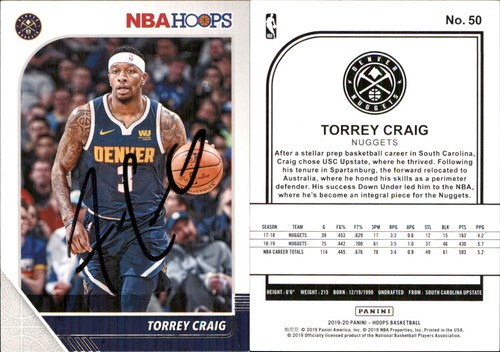 Torrey Craig Signed 2019-20 Hoops #50 Card Denver Nuggets Auto AU | eBay