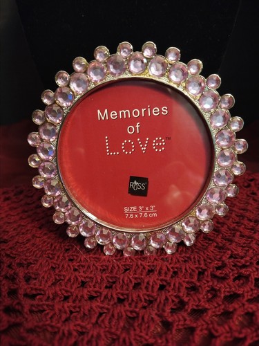 Russ Miniature Pink Rhinestone Picture Frame Memories of Love Round | eBay