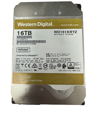 Western Digital Gold Enterprise Class WD161KRYZ 16TB SATA Internal Hard ...