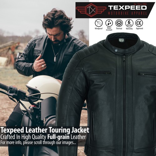 Leather Motorbike Motorcycle Jacket Touring With Genuine CE Armour ...