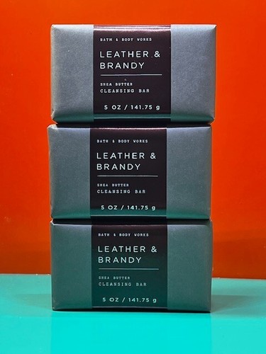 3 Bath & Body Works Leather & Brandy Shea Butter Cleansing Soap Bars 5 ...