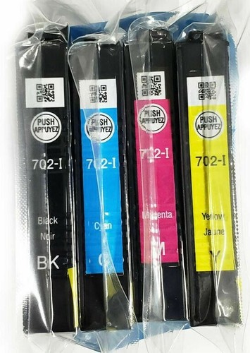 SET of 4 New Genuine SEALED BAG Epson 702-I Inkjet Cartridges No Box ...