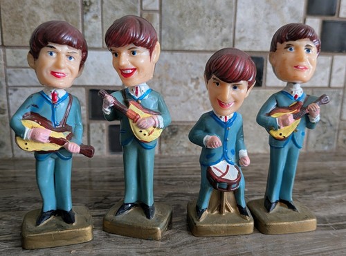 The Beatles Car Mascots Bobble heads Dolls Nodders 1964 Original ...
