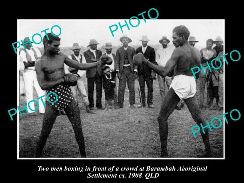 OLD POSTCARD SIZE PHOTO OF ABORIGINAL BOXING MATCH BARAMBAH STATION QLD ...