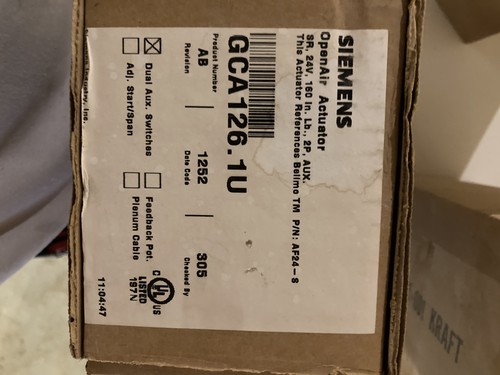 Siemens OpenAir Actuator GCA126.1U 24Vac | eBay