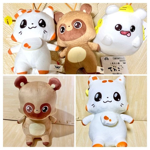 Little Fox with Two Tails Plush Doll & Mascot Set of 5 Tenko Ponkichi ...