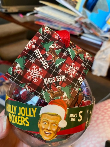 Christmas Holly Jolly Boxers Boxer Shorts - Deer Santa - Size Small | eBay
