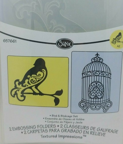 NEW Sizzix Textured Impressions Embossing Folders 2PK Bird & Birdcage Set | eBay