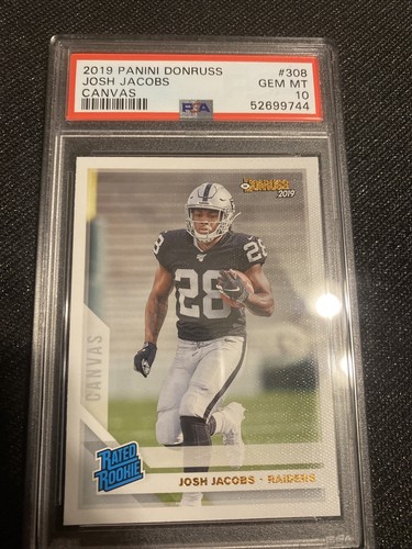 2019 Panini Donruss CANVAS Parallel #308 JOSH JACOBS Rookie Card PSA 10 ...