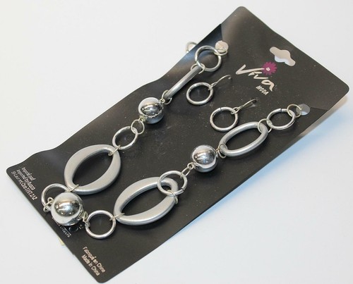 Viva Moda Fashion Jewelry Bracelet and Earrings Set, SIlver | eBay