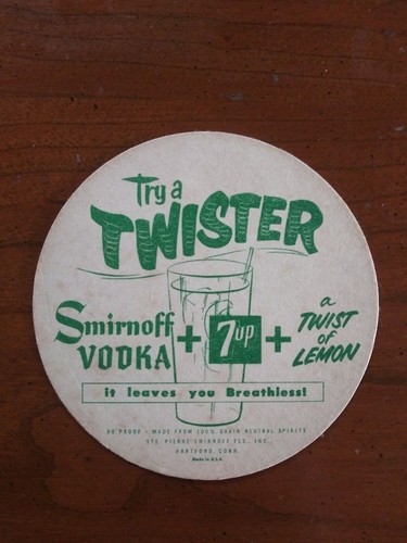 Vintage Smirnoff & 7up "TWISTER" 3 1/2" Bar Coaster | eBay