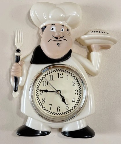 Vintage Italian Chef Kitchen Wall Clock 11” Tall Battery Operated Retro Works | eBay