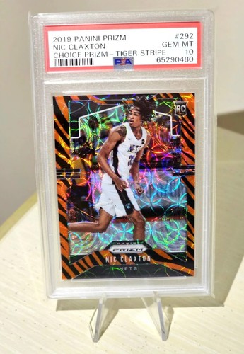 Nic Claxton 2019-20 Prizm Tiger Stripe Choice Prizm RC PSA 10 Gem Mint ...