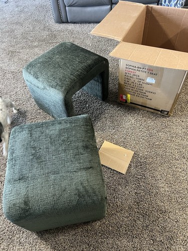 Modern curved upholstered waterfall jacquard petite ottoman bench set ...