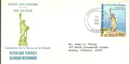 COMOROS FIRST DAY COVER 1986 CENTENNIAL OF THE STATUE OF LIBERTY | eBay