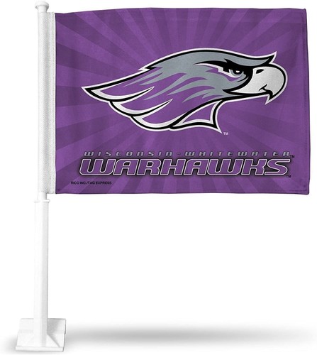 University of Wisconsin at Whitewater Warhawks Car Flag with included ...