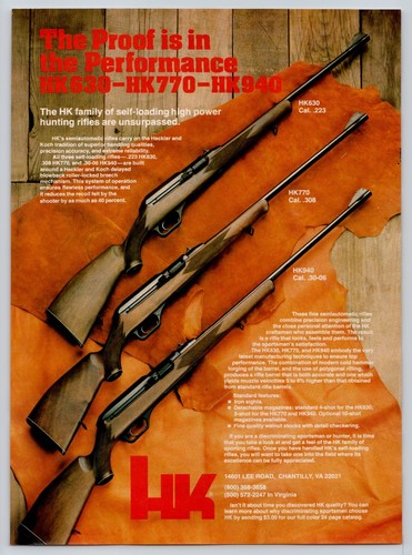 1983 Vintage Heckler & Koch HK630, HK770, HK940 Semi Automatic Rifles ...