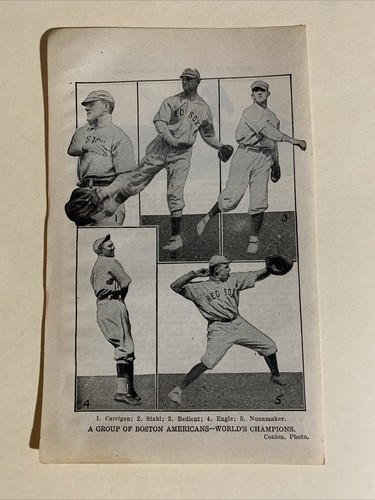 Boston Red Sox Hugh Bedient Jake Stahl B Carrigan 1912 Baseball Team ...