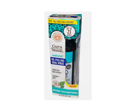 Guru Nanda Natural Teeth Whitening Pulling Oil Coconut Mint 8 floz. Exp ...