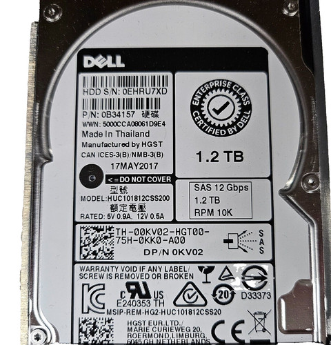 DELL 0KV02 1.2TB 10K SAS 2.5 12G HUC101812CSS200 | eBay