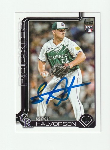 Seth Halvorsen Signed 2025 Topps RC Card #597 Auto Rockies Autograph ...