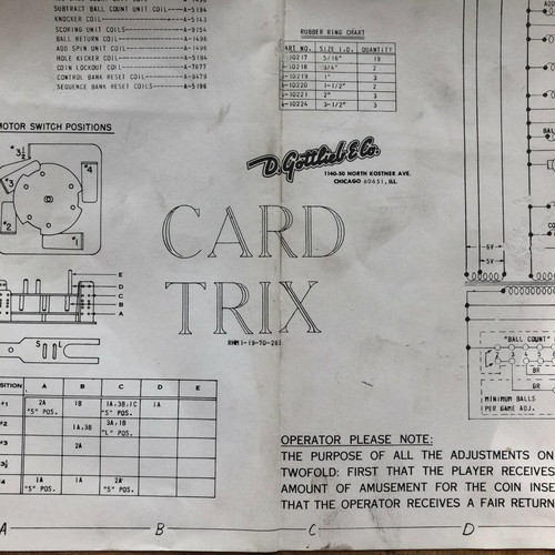 Gottlieb Card trix Pinball Machine Schematic | eBay