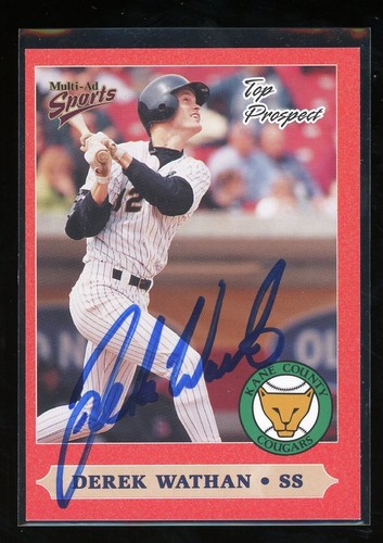 2000 Kane County Cougars DEREK WATHAN Signed Card autograph auto ...