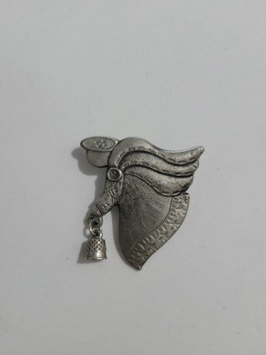 Angel Bell Silver Tone Pewter Christmas Brooch Pin 1.5" Holiday Jewelry ...