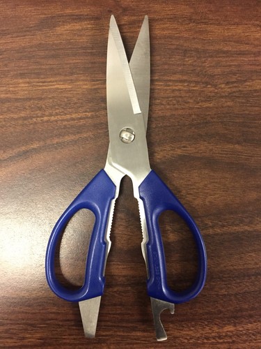 Chicago Cutlery Kitchen Stainless Steel Blue Handle Scissors 3 pairs of ...