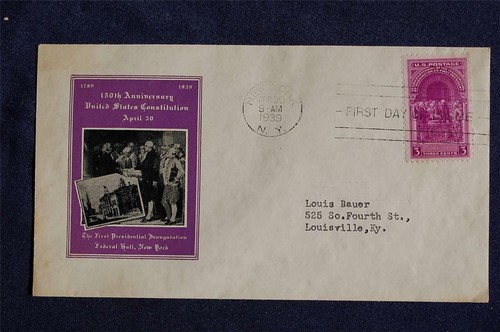 George Washington Inauguration 3c Stamp FDC Cachet-ed Sc#854 ...