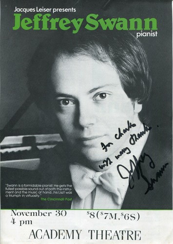 Jeffrey Swann Classical Pianist Music Carnegie Hall SMU Signed ...