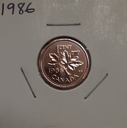 1986 Canada 1 Cent Bronze Proof-like Coin of Elizabeth II/Maple Leaf ...