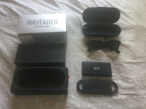 Ray-Ban Wayfarer Stories Shiny Black Frame Polar Gradient Gray Lenses ...