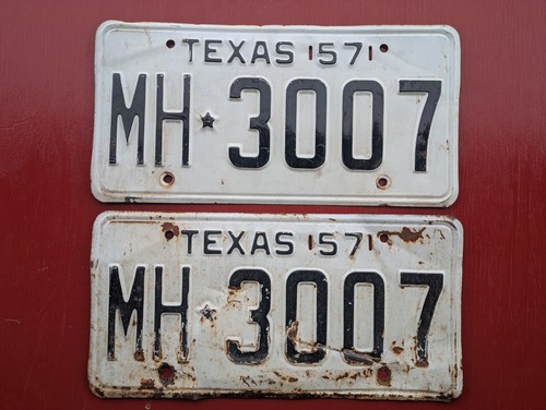 1957 Texas license plate pair MH 3007 | eBay