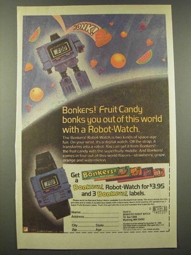 1986 Nabisco Bonkers! Candy Ad - Out of This World With a Robot-Watch ...
